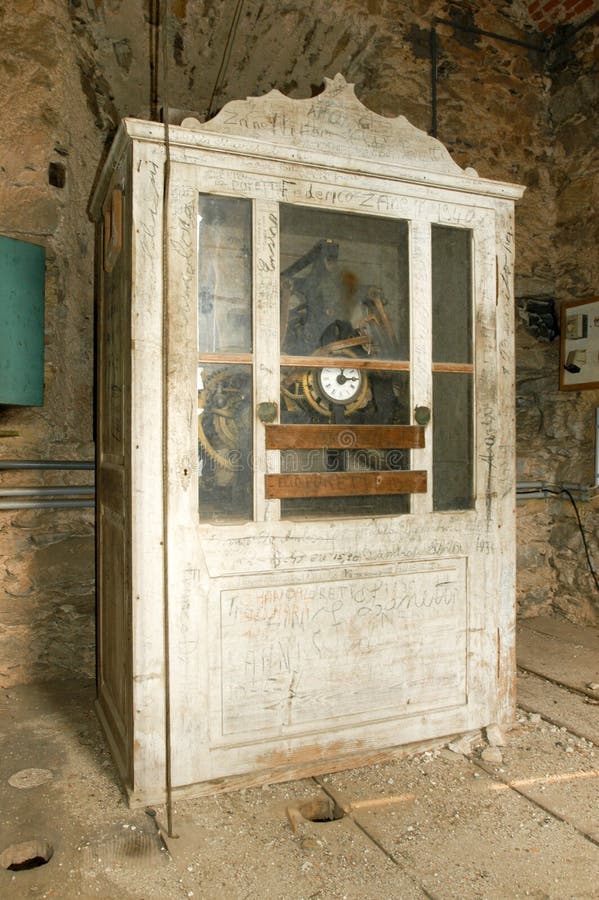 Clock Mechanism of Bell Tower Stock Photo - Image of schilling, wooden ...