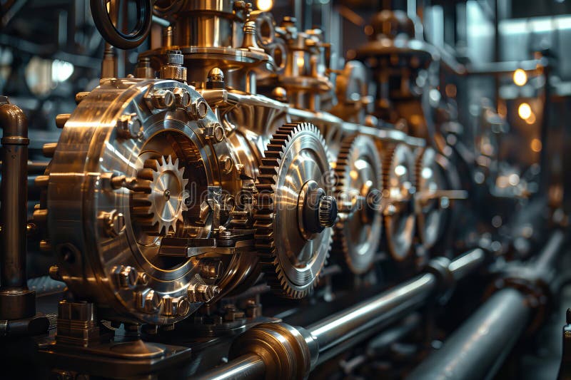 Clock Mechanism with Brass Gear and Cogs in an Industrial Setting ...