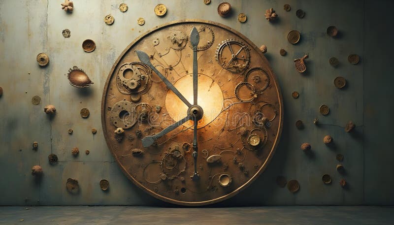 Clock Mechanism Breaking Apart and Exploding, Artistic Representation ...