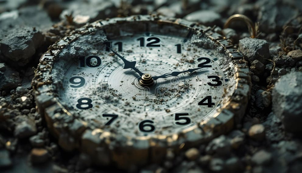 Clock Mechanism Breaking Apart and Exploding, Artistic Representation ...