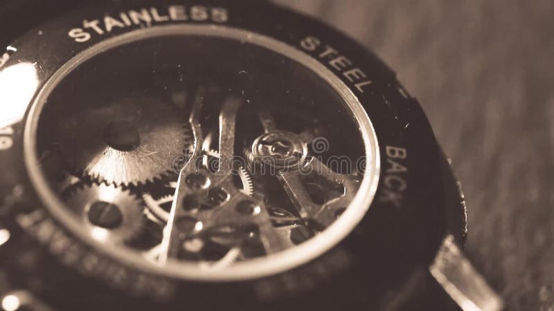 The Working Mechanism of a Mechanical Watch Macro Stock Video - Video ...