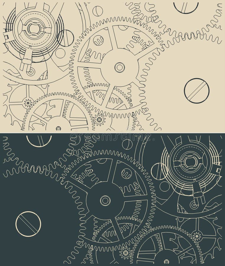 Clock Mechanism Close Up Illustrations Stock Vector - Illustration of ...