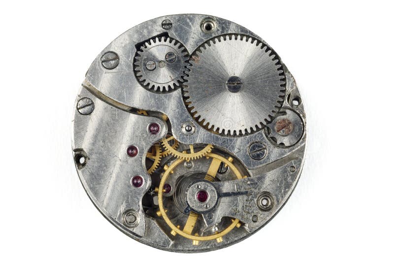 Clock Mechanism Close-up. Inside the Clock Isolate Stock Photo - Image ...