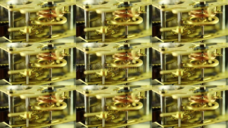 Clock mechanism collage stock video. Video of pendulum - 347997541