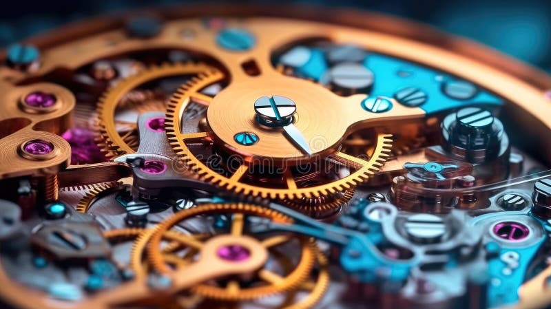 Clock Mechanism with Gears, Gears and Cogs in Clockwork Watch Mechanism ...