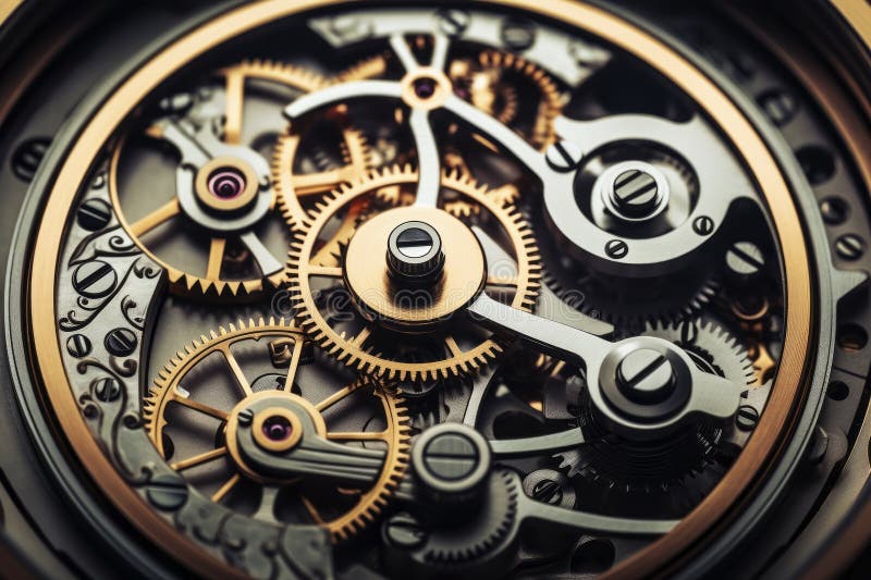 Clock Mechanism. Generative AI Stock Photo - Image of object, vintage ...
