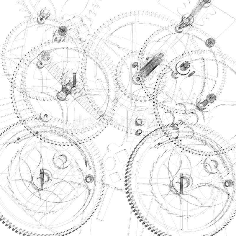 Graphic Set with Vintage Clock Mechanism in Steampunk Style Stock ...