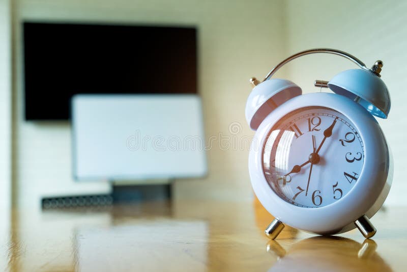 Clock at 8.00 am on the Meeting Room Table Stock Image - Image of clock ...