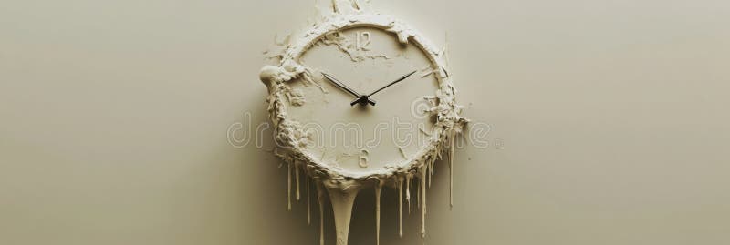 A Clock with Melting Hands Drips Down a Wall, Symbolizing the Fluid ...