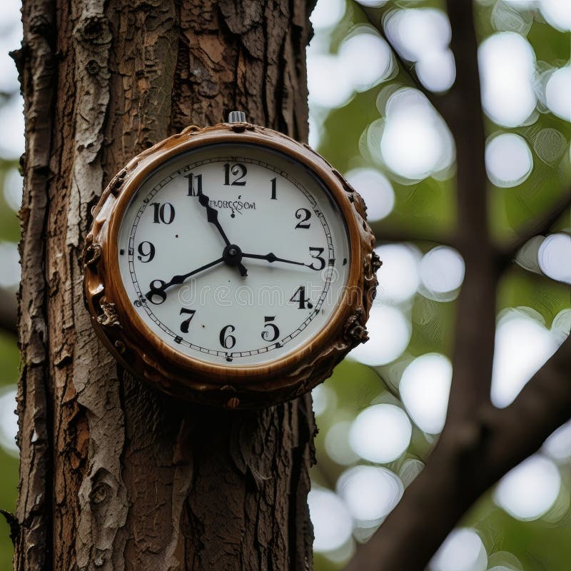 A Clock Melting Over a Tree Branch, Surreal and Timeless. Stock ...