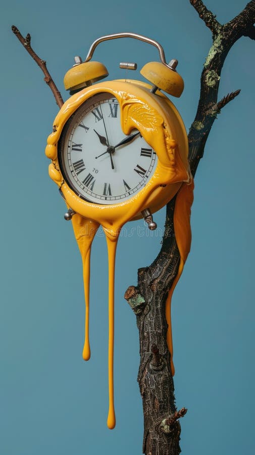 A Clock Melting on a Tree Branch Stock Photo - Image of quirky, visual ...