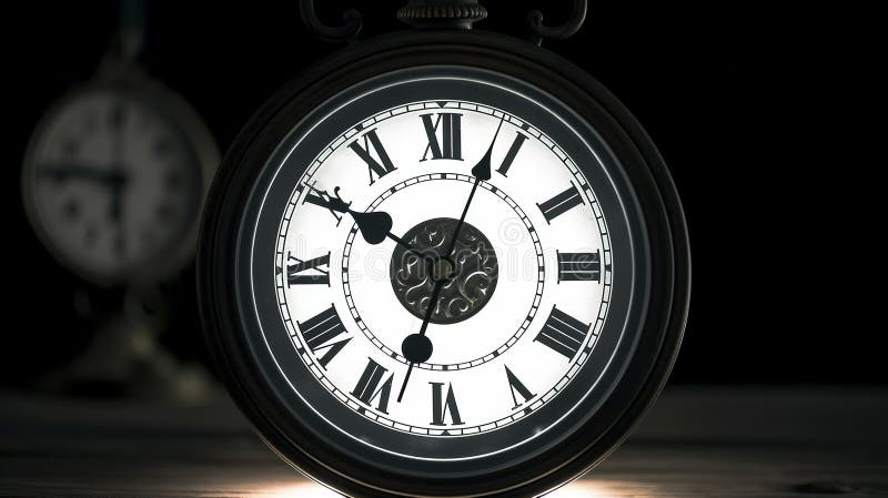 Clock. Midnight Generative Ai Stock Illustration - Illustration of ...