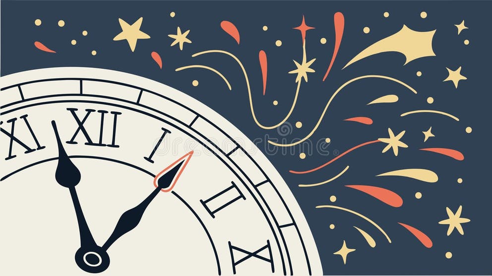 Clock at Midnight, New Year S Eve Time Countdown Vector Design ...