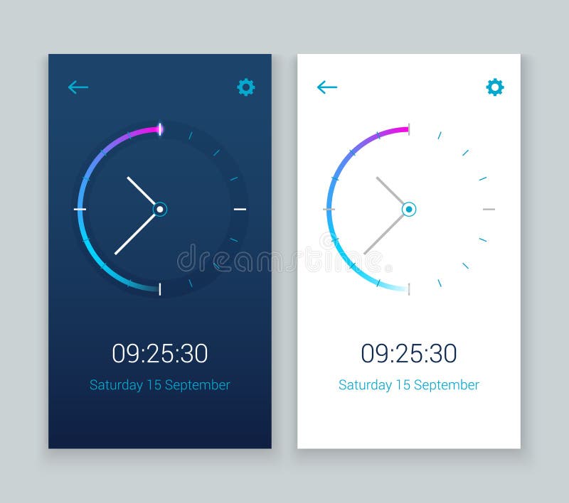 Clock Mobile App Concept UI Design Day and Night. Clock User Interface ...