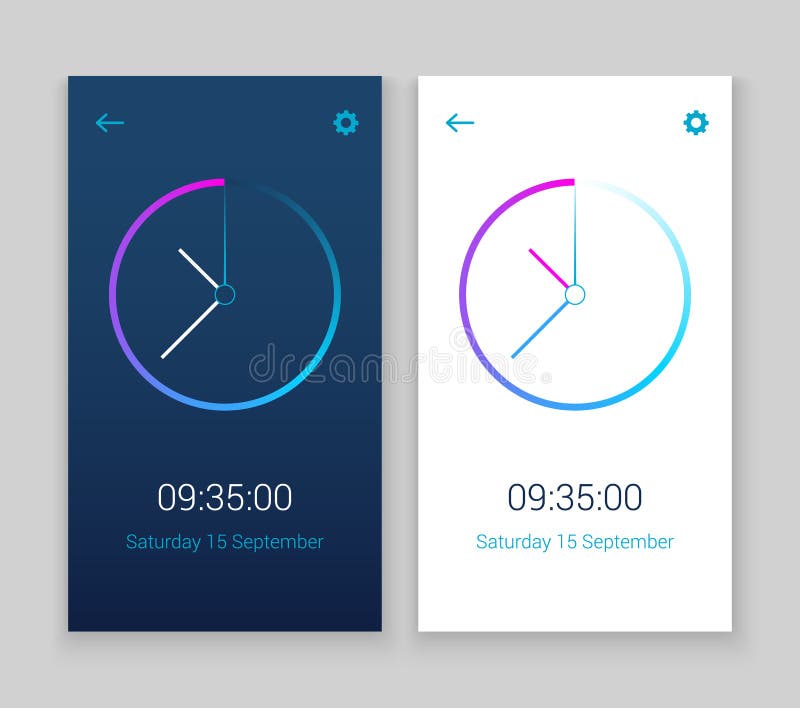 Clock Mobile App Concept UI Design Day and Night. Clock User Interface ...