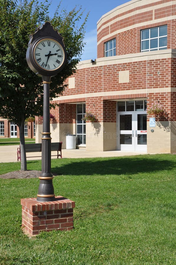 Modern Red Brick School Building Stock Photo - Image of round, concrete ...