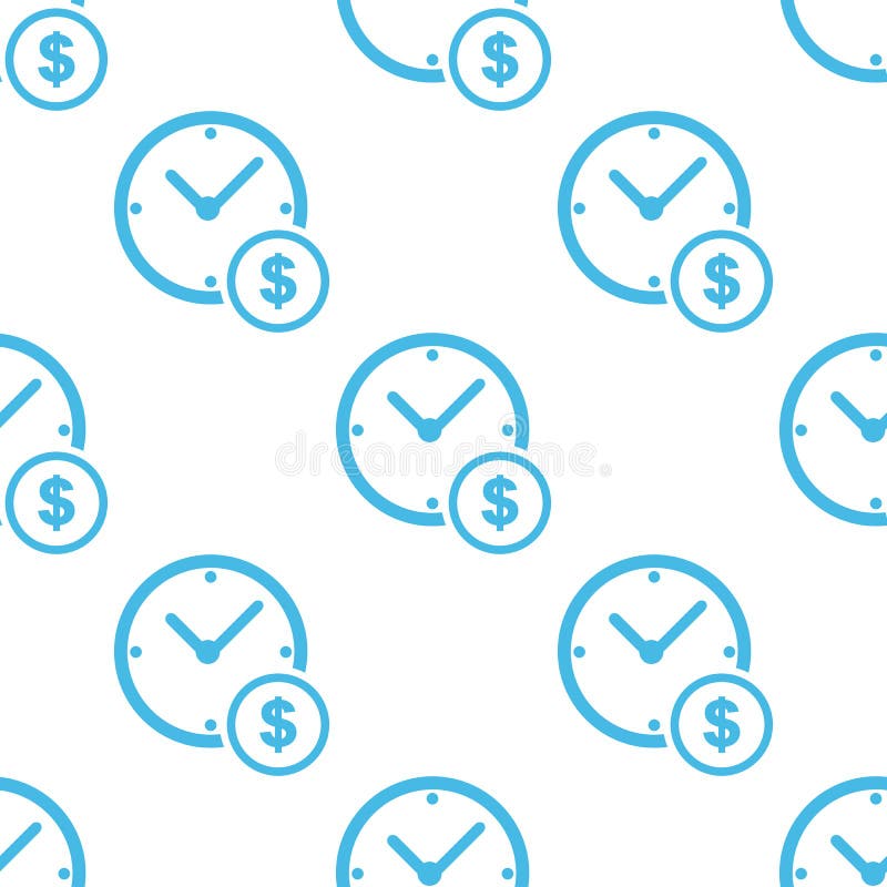 Clock money white pattern stock vector. Illustration of market - 53316702