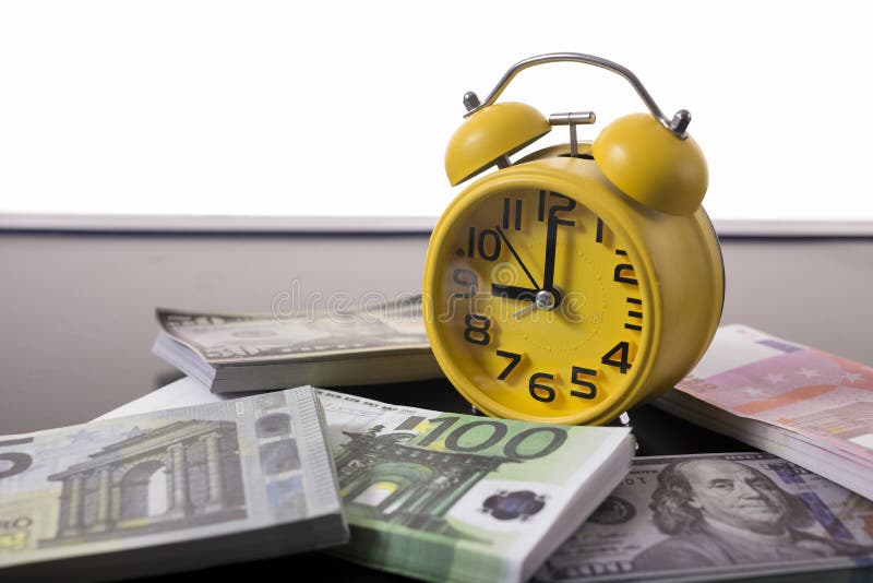 Clock and money stock photo. Image of bank, financial - 61625264