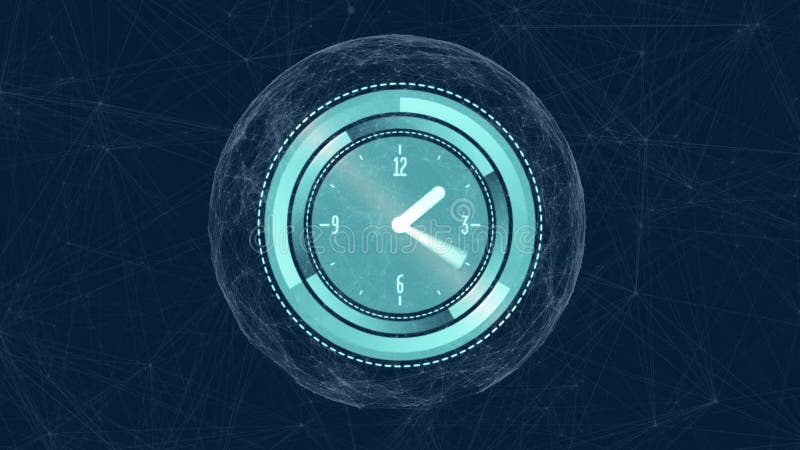 Clock Moving and Network of Connections Stock Video - Video of fast ...