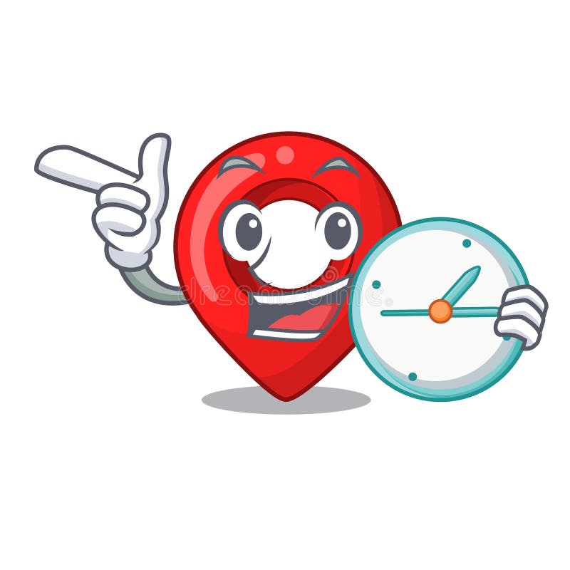 With Clock Navigation Pin Location Map Character Cartoon Stock Vector ...
