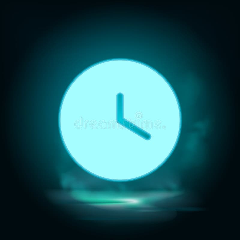 Clock Neon Icon - Vector. Blue Neon Illustration. Clock Neon Icon ...