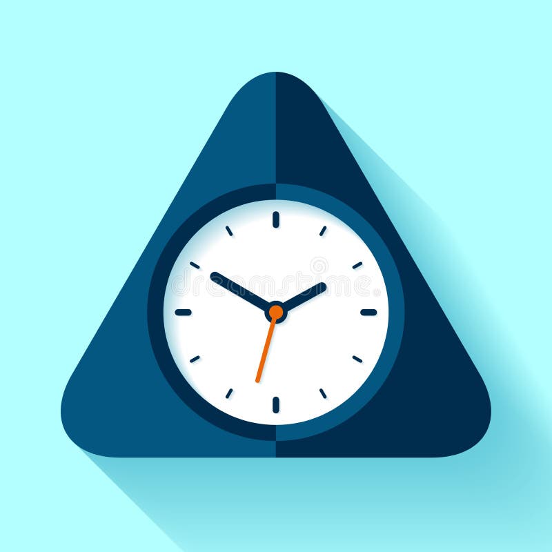 Triangle Clock Icon in Flat Style, Timer on Blue Background. Simple ...