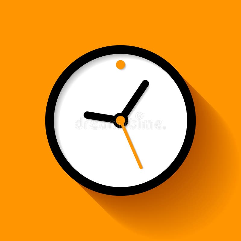 Clock Icon in Flat Style, Timer on Orange Background. Business Watch ...