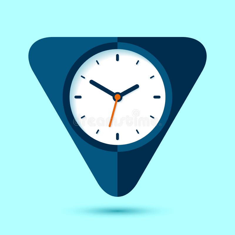 Triangle Clock Icon in Flat Style, Timer on Blue Background. Simple ...