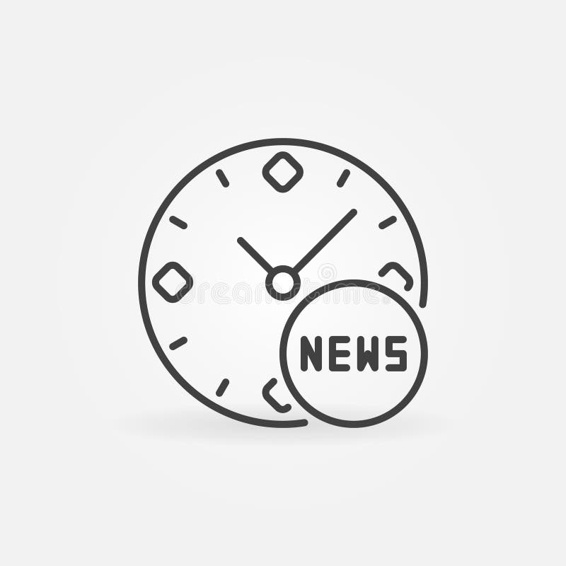 Clock with News Sign Vector Concept Icon in Thin Line Style Stock ...