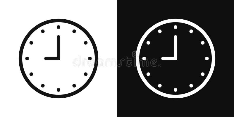 Clock Nine Icon Set. 9 am or Pm Vector Symbol in Black Filled and ...