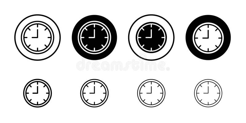 Clock Nine Icon Outline Vector for Web Ui Stock Illustration ...