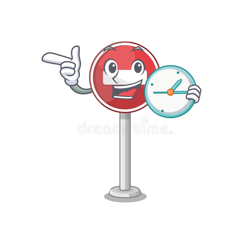 With Clock No Entry on Cartoon Side of Road Stock Vector - Illustration ...