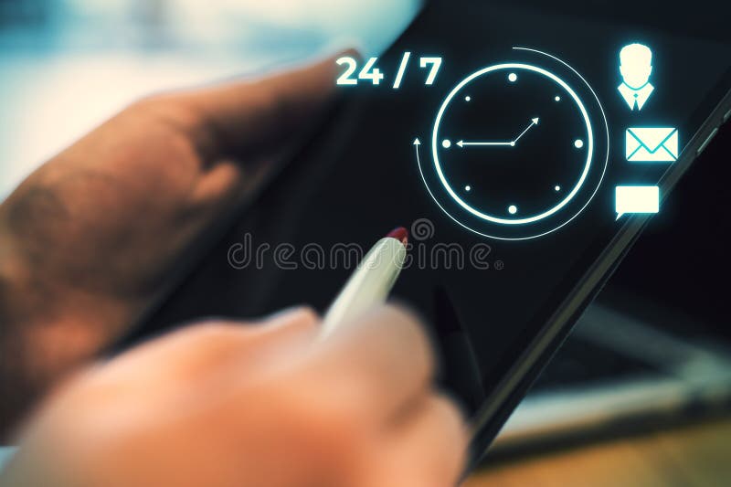 247 Clock Nonstop Service Concept. Nonstop Business Internet Technical ...