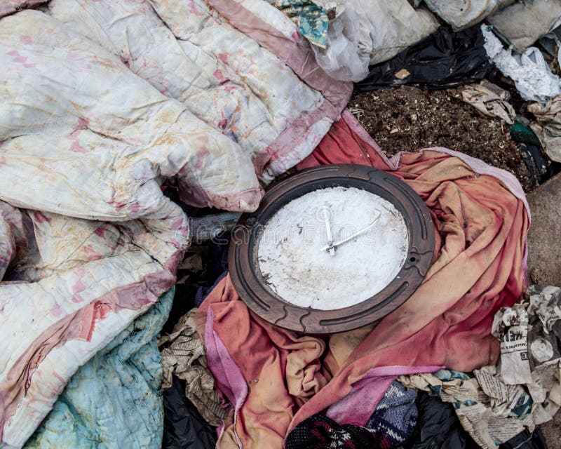 Clock without Numerals in the Garbage Stock Image - Image of fogey ...