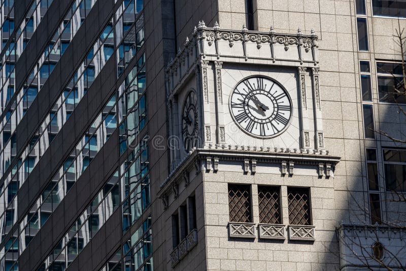 A Clock on the Office Building in Tokyo Stock Image - Image of tokyo ...