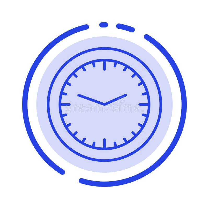 Clock, Office, Time, Wall, Watch Blue Dotted Line Line Icon Stock ...