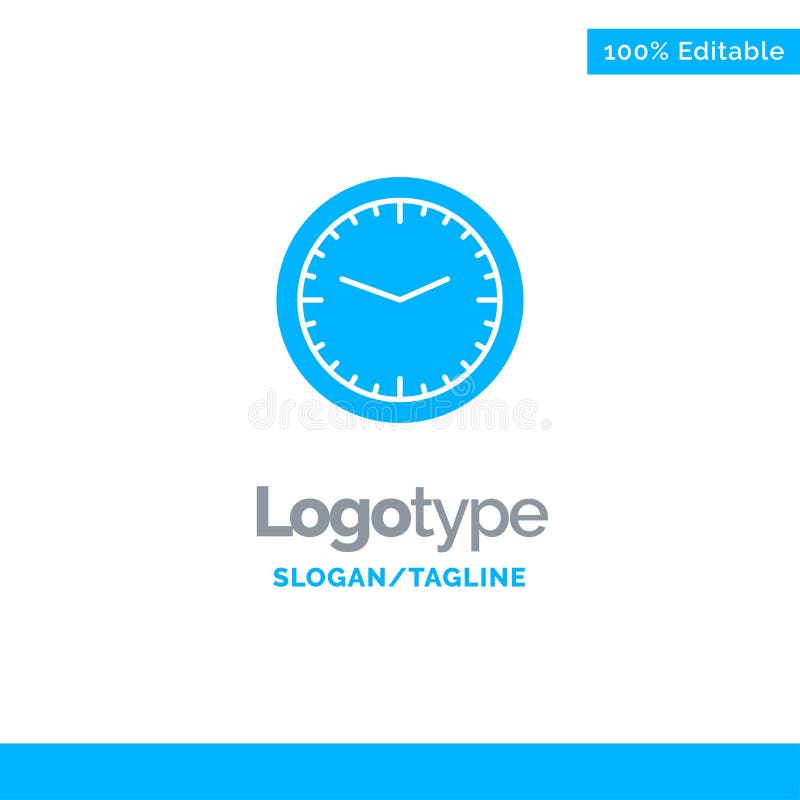 Clock, Office, Time, Wall, Watch Blue Solid Logo Template. Place for ...