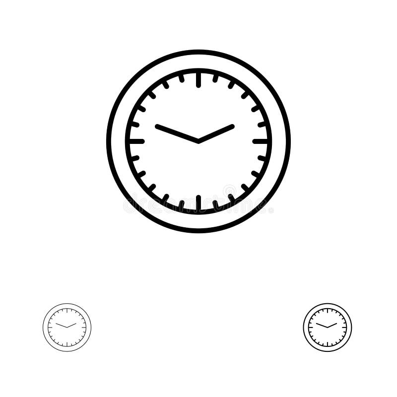 Clock, Office, Time, Wall, Watch Bold and Thin Black Line Icon Set ...