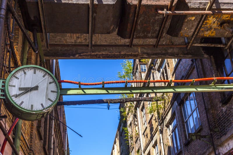 Clock in an Old Abandoned Factory Stock Image - Image of hour, clear ...