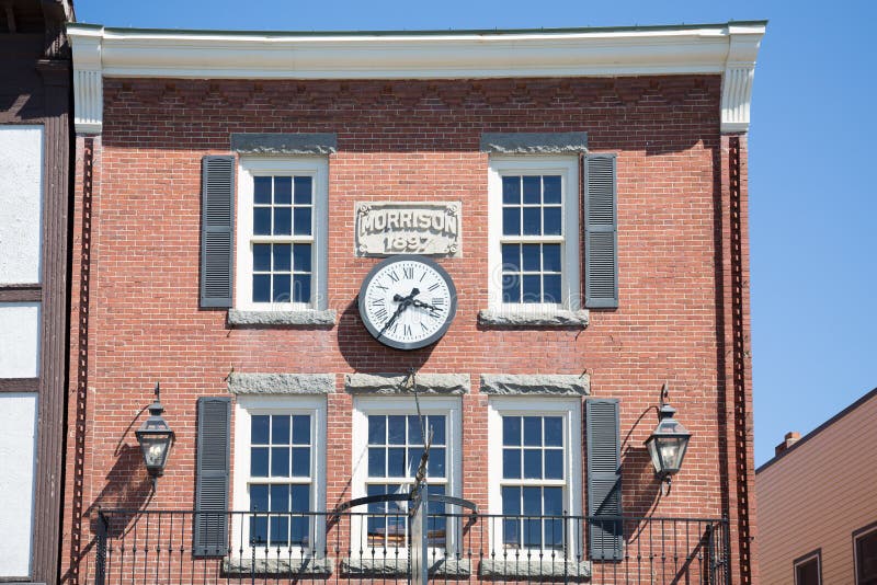 City: Elegant Red Store Front Stock Photo - Image of building, awnings ...