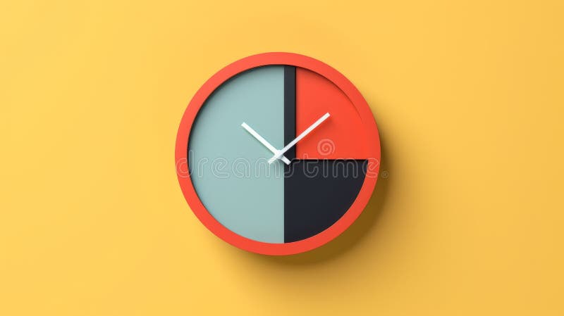 Minimalist 1980s Clock in Bright Primary Colors Stock Illustration ...