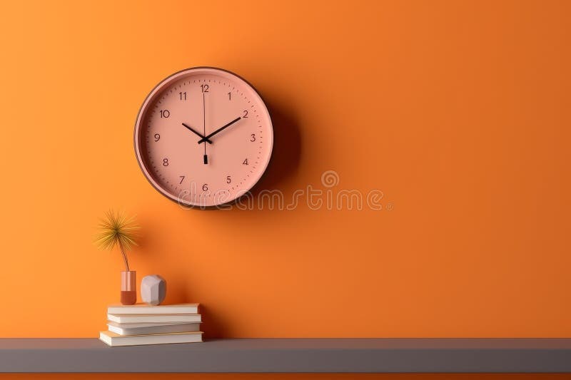 Clock Orange Background. Generate Ai Stock Illustration - Illustration ...