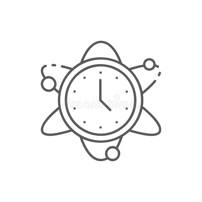Clock with Orbit, Internet Time, Atom Lineal Icon. Time Management ...