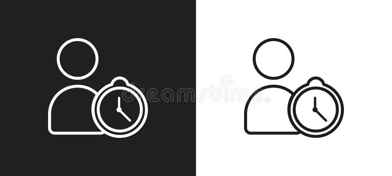 Clock Outline Icon in White and Black Colors. Clock Flat Vector Icon ...