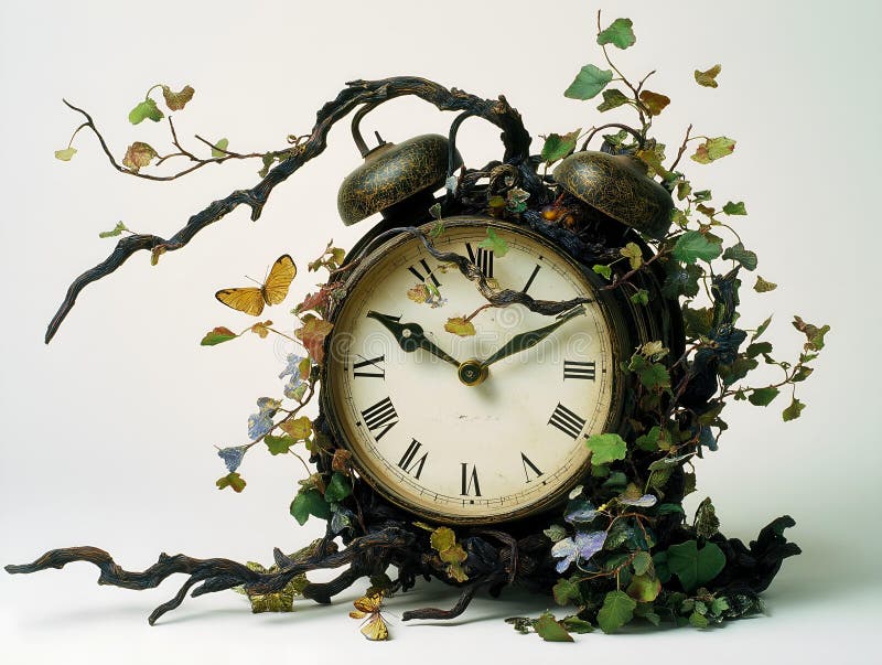 Clock Overgrown with Nature, Vines, Leaves, Rustic Design, Garden ...