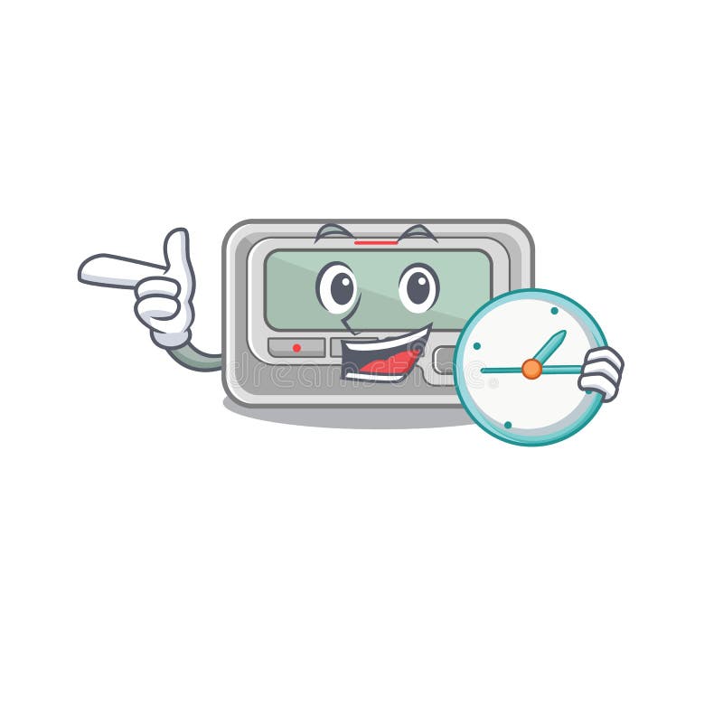 With Clock Pager Placed Above Cartoon Wooden Table Stock Vector ...