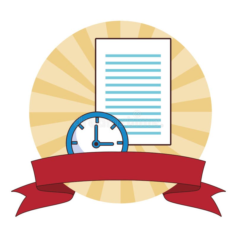 Clock with paper sheet stock vector. Illustration of paper - 138544464