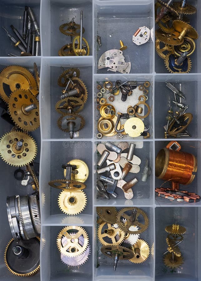 Old clock s parts - V stock image. Image of pieces, component - 535737