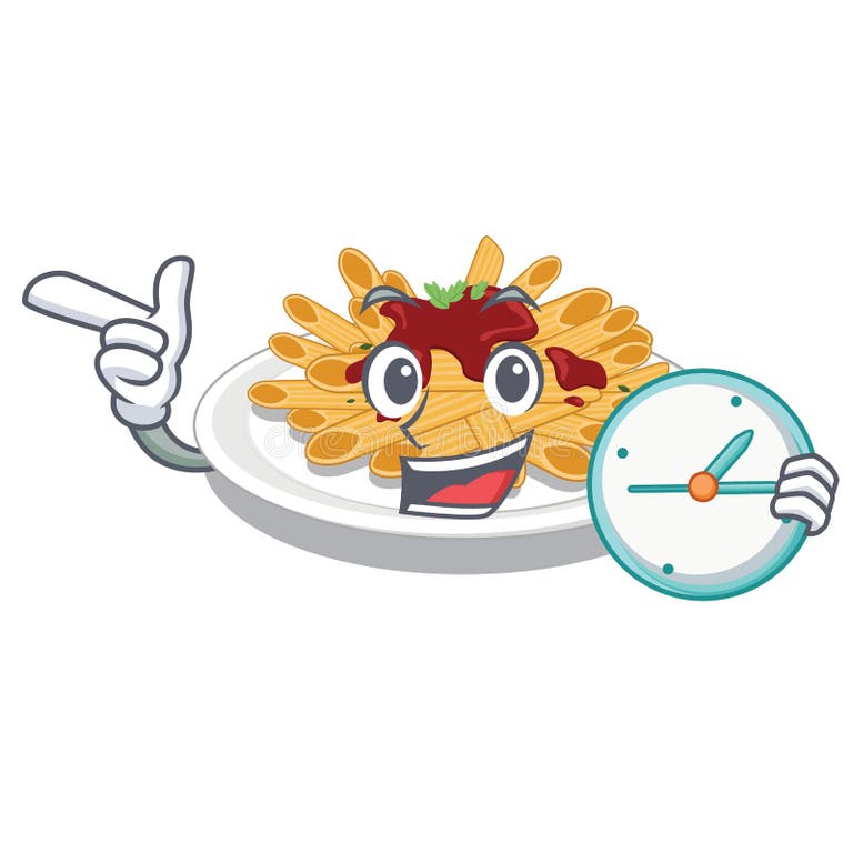 With Clock Pasta in the a Character Bowl Stock Vector - Illustration of ...