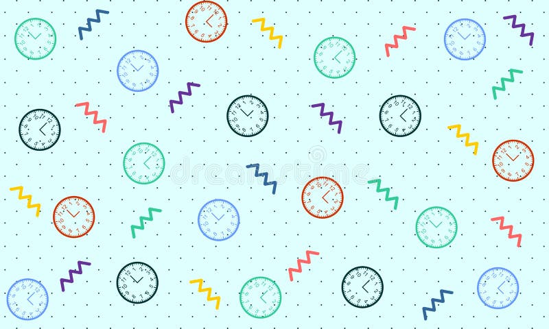 Clock Pattern with Memphis Style - Vector Stock Vector - Illustration ...
